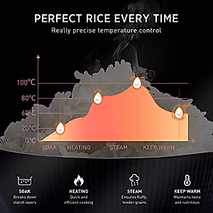 Bear Rice Cooker 6 Cups Cooked, 3D Heating and Fuzzy Logic, Healthy Ceramic Nonstick Small Rice Cooker, PFAS-Free, Touch-Screen, for White/Brown Rice Quinoa Oatmeal Soup, 1.6L White