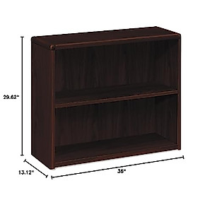 HON 10752NN 10700 Series Wood Bookcase, Two Shelf, 36w x 13 1/8d x 29 5/8h, Mahogany