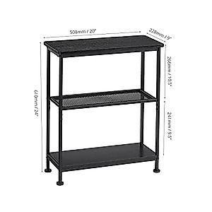 GIOPACO Narrow Side Table, End Table with 3 Tier Storage Shelves, Modern Accent Skiny End Tables for Small Spaces, Slim Couch Beside Table, Small Hallway Table for Living Room,Bedroom,Black
