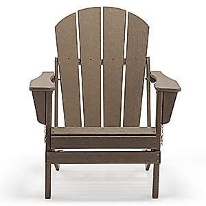 WestinTrends Outdoor Adirondack Chair, Plastic Fire Pit Chair, Weather Resistant Folding Patio Lawn Chair for Outside Deck Garden Backyard Balcony, Weather Wood