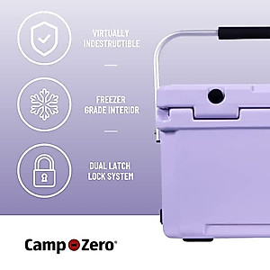 CAMP-ZERO 20L | 21.13 Quart Premium Cooler/Ice Chest with 4 Molded-in Cup Holders (Purple | Lavender)