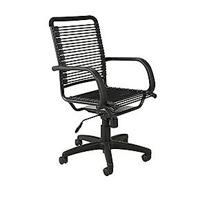 Euro Style Bungie High Back Adjustable Office Chair with Arms and Foam Top Cover, Black Bungies with Graphite Black Frame