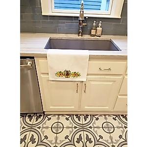 Caroline's Treasures CK2972WTKT Labradoodle in Sunflowers White Kitchen Towel Set of 2 Dish Towels Decorative Bathroom Hand Towel for Hand, Face, Hair, Yoga, Tea, Dishcloth, 19 X 25, White