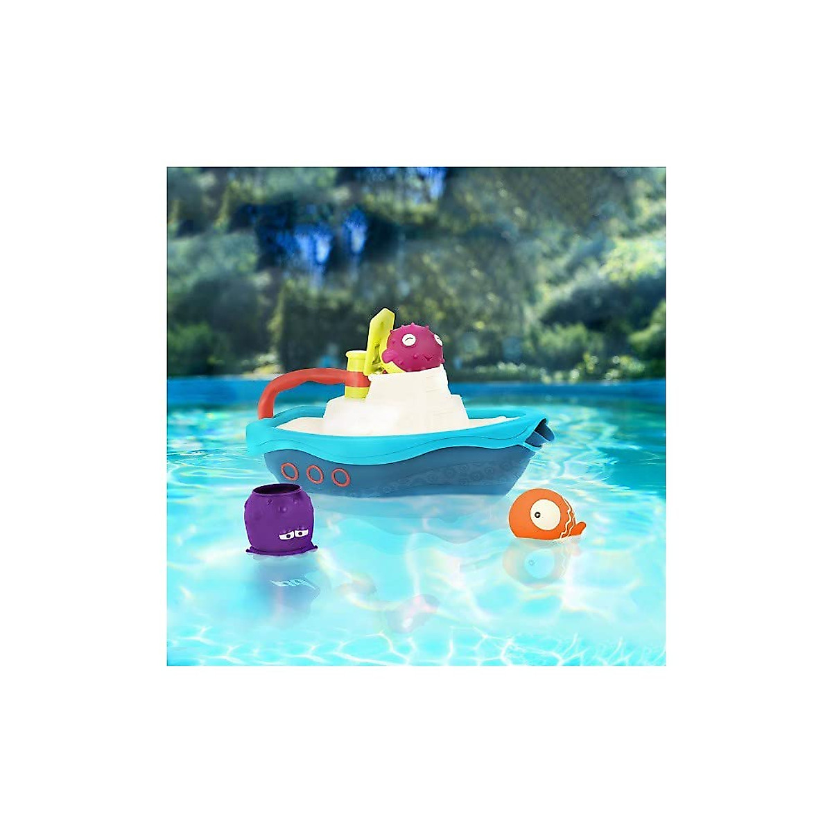 B. toys- Off the Hook- Water Play Bath & Beach Toy Boat with Squirting Toys & Hidden Storage Compartment- Baby Toys – 6 Months