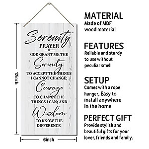 Serenity Prayer Sign, Printed Wood Plaque Sign Wall Hanging, Christian Decor Wood Sign Gift, God Grant Me The Serenity Wall Decor Framed, Farmhouse Live Room Bedroom Decor Wall Art Sign 12" x 6"