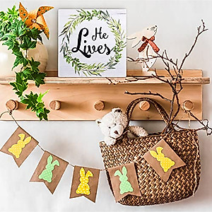 3 Pieces Easter Christian Table Decorations Signs He Is Risen Decor Wooden Inspirational Tiered Tray Block Signs Easter Spring Table Centerpieces He Lives Tabletop Decor for Holidays Home