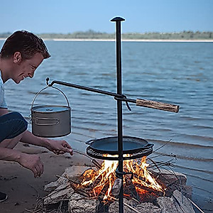 Adjustable Outdoor Campfire Grill Stand Portable Camping Kitchen Table,Swivel Campfire Grill, Heavy Duty BBQ，Fire Pit Grill，Over Fire Camping Grill for Outdoor Barbecue Over Open Fire