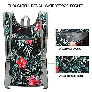 WEREWOLVES 10L Small Hiking Backpack, Lightweight Foldable Packable Casual Outdoor Travel Daypack (A5-flower, 10L)