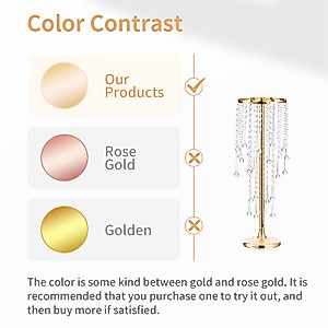 NUPTIO Wedding Centerpieces Gold Vases: 2 Pcs 21.7in Tall Crystal Flower Vase Metal Flowers Stand for Party Tables Decorations - Elegant Bulk Weddings Decoration Table Chandelier Centerpiece Stands