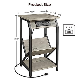 Amyove Charging Station End Table, Grey