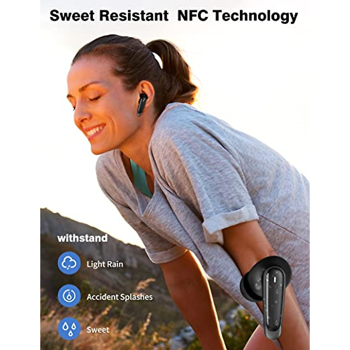 TITACUTE Wireless Earbuds NFC Noise Canceling Bluetooth Headphone for iPhone 13 14 Pro Max 12 11 XR Samsung A53 S22 S21 S20 Galaxy Z Flip 4 3 A13 Google Pixel 6 5 Android in-Ear Earphone USB C Headset