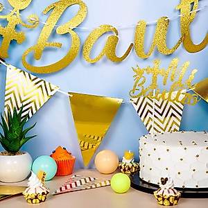 Gold Glitter Mi Bautizo Banner Mi Bautizo Cake Topper Decorations Glitter Triangle Flag Banner First Holy Communion Decorations for Baby Shower Baptism Girls boys Christening Celebration Decor