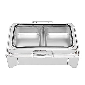 Electric Chafing Dish Buffet Set 2 Pan 9.5 Quart Food Warmer Buffet Servers for Parties Buffets Adjustable Temperature Stainless Steel Warming Tray Bain Marie Warmer Set