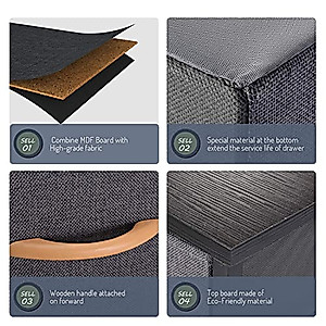 ROMOON Dresser Organizer with 5 Drawers, Fabric Storage Drawer Unit, Dresser Tower for Bedroom, Hallway, Entryway, Closets, Nursery - Wide Dark Gray