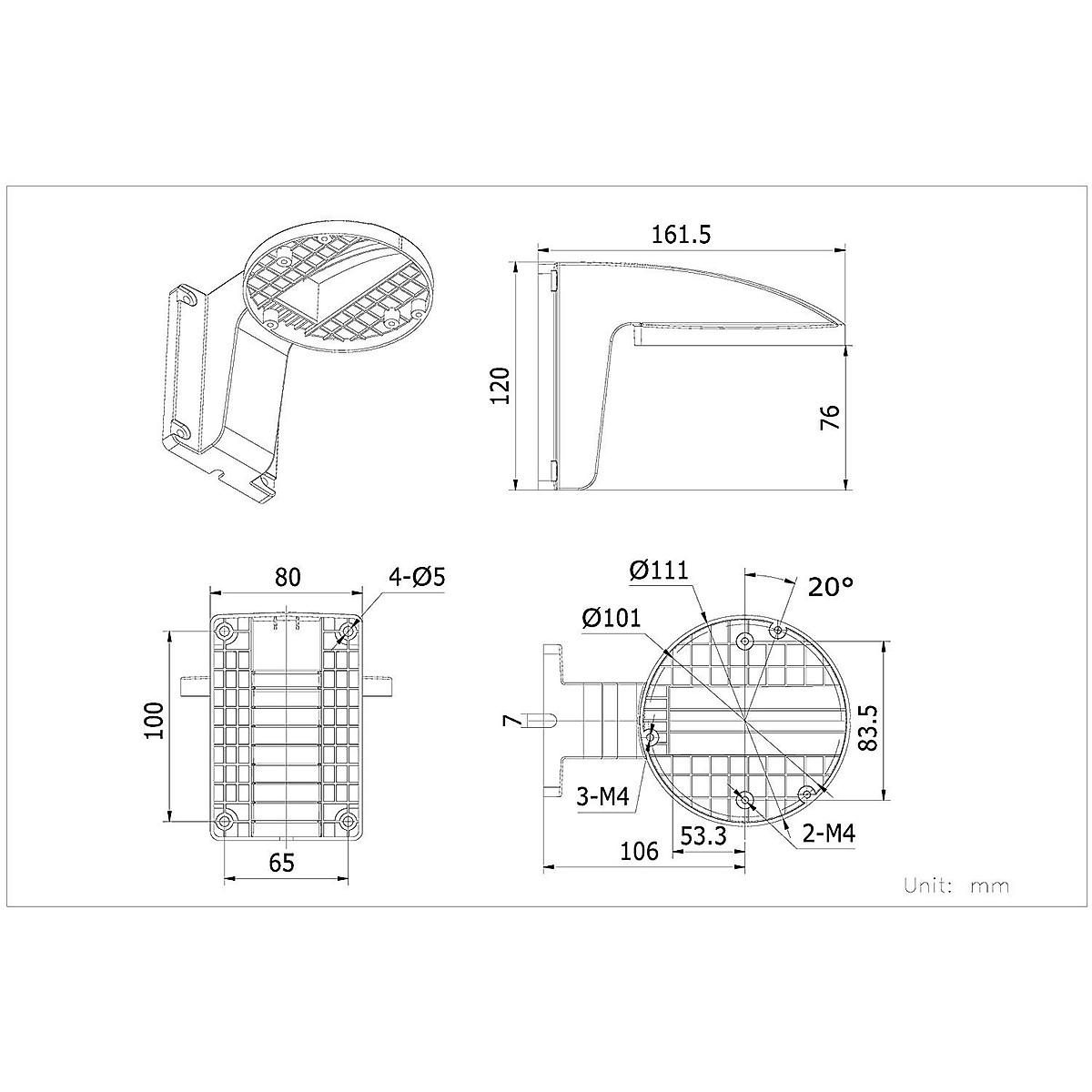 Real HD DS-1258ZJ LTB348 WM110 Wall Mount Bracket Compatible with Outdoor Indoor Fixed Lens Dome IP Camera DS-2CD2143G0-I, DS-2CD2143G2-I, DS-2CD2183G0-I, DS-2CD2183G2-I