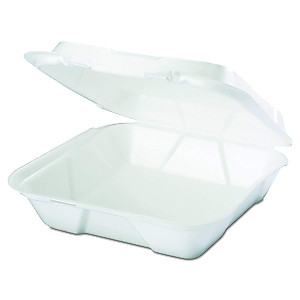 Genpak SN200 CPC 9 x 9 x 3 in. 1 Compartment Hinged Foam Tray-Snaplock Container44; White - Case of 200