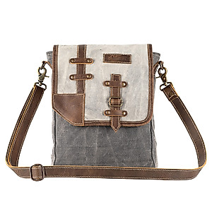 SIXTEASE Crossbody Bag for Women Vintage Style Genuine Leather, Upcycled Canvas, Rug, or Hair On - Cross Body Womens Bags with Inside Zipper Pockets - Smaller Capella
