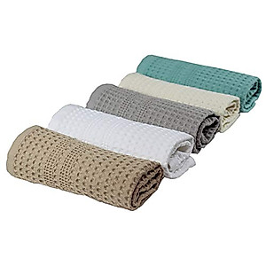 GILDEN TREE Waffle Towel Quick Dry Thin Exfoliating, 8 Pack Washcloths for Face Body, Classic Style (White)