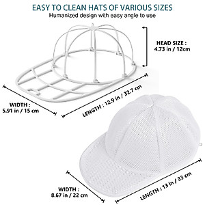 Eiito Hat Washer for Washing Machine,Hat Cleaner for Baseball Caps with Frame Cage and Mesh (1Pack white with mesh)