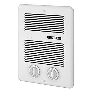 Cadet Com-Pak Bath Electric Wall Heater Complete Unit with Thermostat and Timer (Model: CBC103TW, Part: 65101), 3415 BTU, 240/120 Volt, 1000 Watt, White