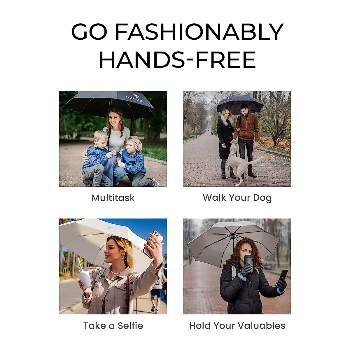 Huriia - Hands-Free Umbrella Holder, Wearable Portable Umbrella Strap, Fits Any 8-10mm Small Umbrella for Backpack Use, Essential Traveling Accessories for Daily Use