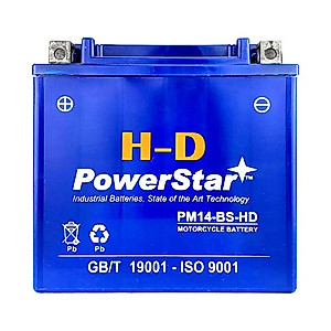 PowerStar YTX14 BS ATV Battery High Performance - Maintenance Free - Sealed AGM YTX14-BS Motorcycle Battery compatible for Honda TRX FL 350 400 500 650 Rancher Foreman