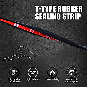 Crynod Pack-1 Car Seal Strip, Adhesive Waterproof Strip, 16.4Ft T-shape Rubber Strip, Side Skirt Edge Protector, Automotive Rear Lip Decoration, Universal for Most Cars, Trucks, SUVs (Black #6mm*10mm)