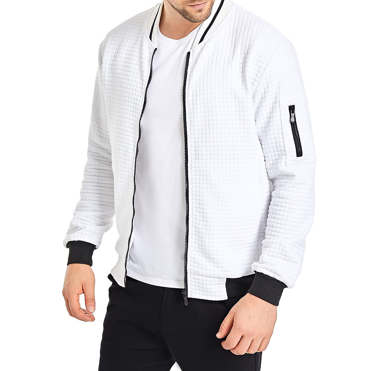 SAVKOOV Mens Lightweight Jacket Casual Bomber Jacket Varsity Coat