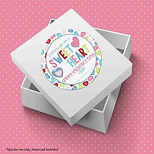 You're A Sweetheart Candy Heart Valentine Party Favor Sticker Labels for Kids, 40 2" Party Circle Stickers by AmandaCreation, Great for Classroom Valentines, Envelope Seals, More