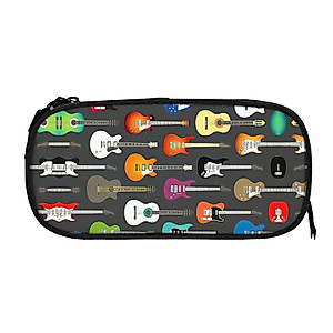 YQxwJL Color Acoustic And Guitars Print Pencil Cases Pen Box Stationery Makeup Bag, Desk Organizer For College Adults Women Men
