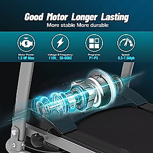 Treadmill,Treadmills for Home,Home Foldable Treadmill with Incline,2.5HP Portable Foldable Treadmill with 15 Pre Set Programs and LED Display Panel (Black)