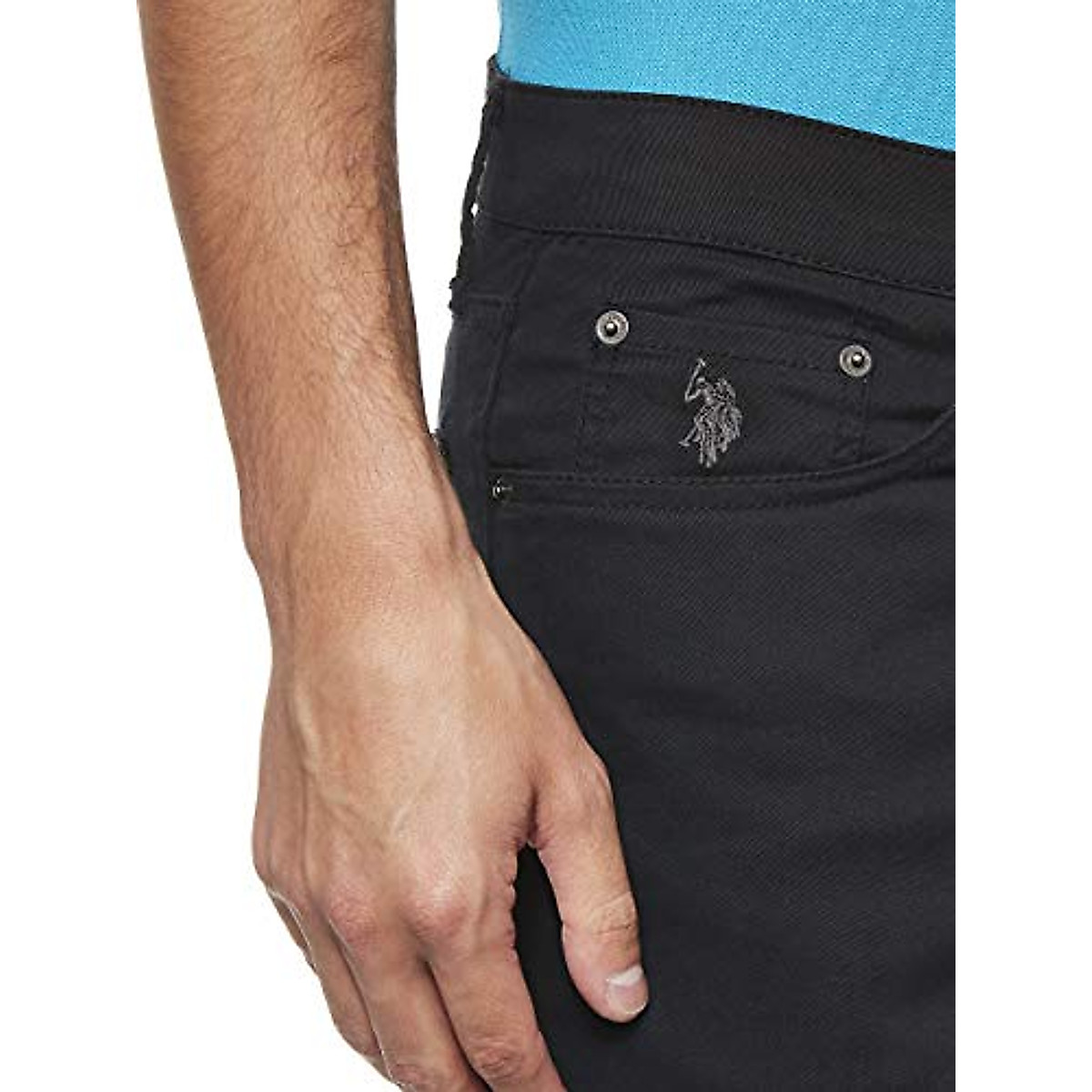U.S. Polo Assn. Men's Slim Straight 5 Pocket Stretch Twill Jean, Black, 36Wx30L