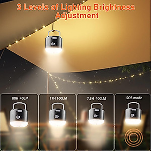 Atdoall Portable LED Camping Lantern with Fan, 3000mah Rechargeable Battery Camping Lanterns with 4 Light Modes, 80h Runtime, Power Outage Emergency Light for Power Outages, Camping, Emergencies