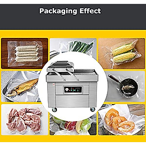 INTSUPERMAI Commercial Two Chamber Vacuum Sealer Stainless Steel Food Vacuum Packaging Machine for Mests Fruits and Vegetables Sealing Length 15.7inch 220V