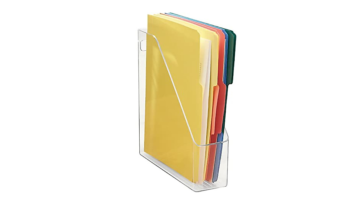 mDesign Clear Slim Vertical File Folder Organizer Bin
