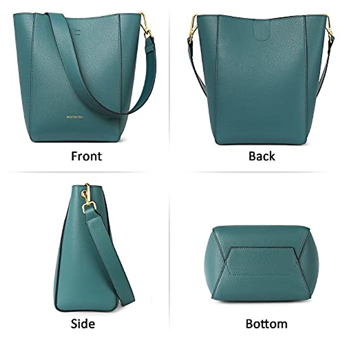 BOSTANTEN Leather Purses and Handbags for Women Designer Hobo Bucket Bag Fashion Small Crossbody Purses Peacock Blue small Size