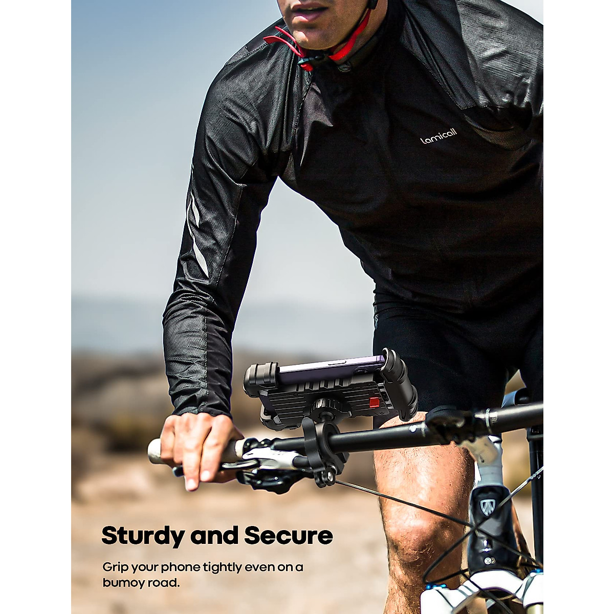 Lamicall Bike Phone Holder, Motorcycle Phone Mount - Motorcycle Handlebar Cell Phone Clamp, Scooter Phone Clip for iPhone 15 Pro Max/Plus, 14 Pro Max, S9, S10 and More 4.7" to 6.8" Smartphones