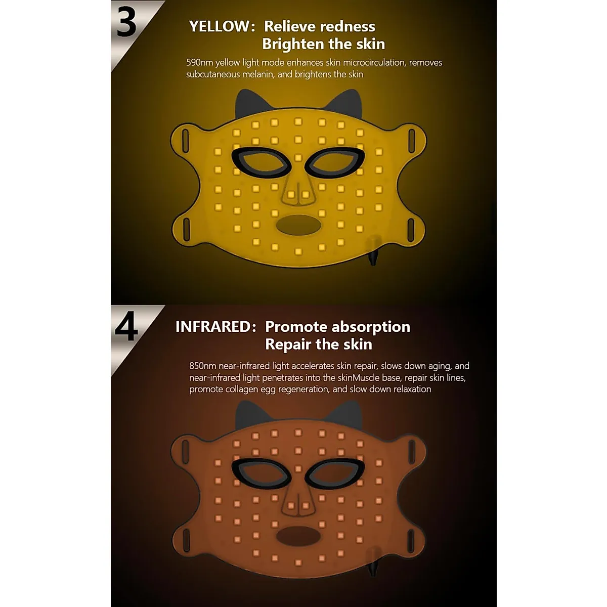 ReNew You Essentials Red Light Therapy For Face, multiple colors LED Face Mask Light Therapy, Red Light Therapy Mask Skin Care At Home Use