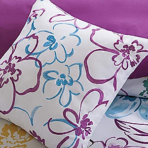 Intelligent Design Comforter Set Vibrant Floral Design, Teen Bedding for Girls Bedroom, Mathcing Sham, Decorative Pillow, Full/Queen, Olivia, Blue
