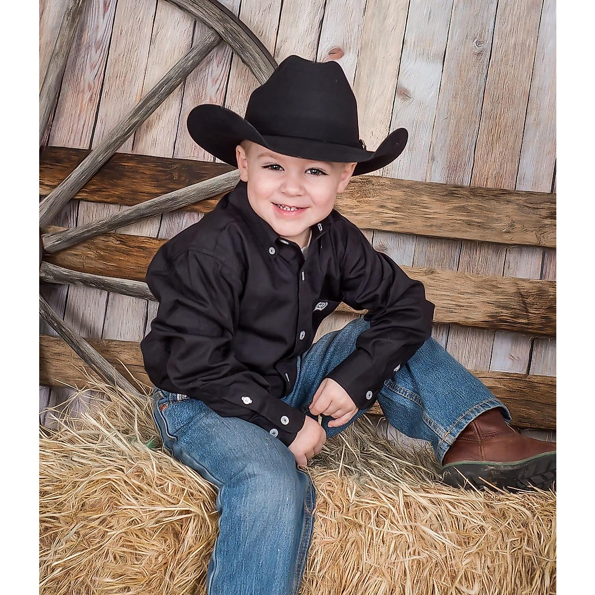 Vikodah Kids Wide Brim Western Cowboy Cowgirl Hat - Boys Girls Felt Fedora Hats for 2-6 Years