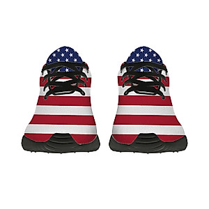 vogiant American Flag Shoes Mens Womens Running Shoes White Red Blue Patriotic Tennis Shoes Sneakers Gifts for 4th of July,Size 7.5