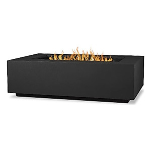 Real Flame Aegean 50" Square Propane or Natural Gas Outdoor Fire Pit Table - Stainless Steel Burners with Lid, Natural Gas Conversion Kit Included - 50,000 BTUs of Heat