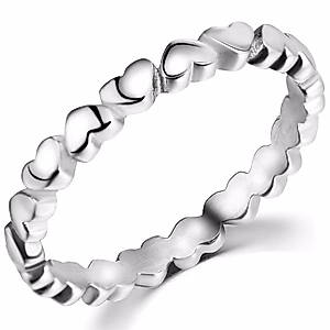 Jude Jewelers Stainless Steel Heart Shaped Classical Simple Plain Stacking Wedding Band Promise Ring (Silver, 8)