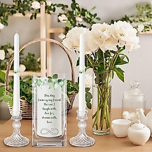 FoldTier Unity Candles with Candle Holder for Wedding Ceremony Unity Wedding Candles Set Catholic Religious Wedding Accessories Large Decorative Glass Candle Holder Taper Candles for Church Wedding