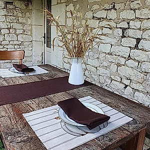 ARKENY Fall Thanksgiving Placemats 12x18 Inches Set of 4,Pumpkin Sunflower Seasonal Burlap Stripe Farmhouse Indoor Kitchen Dining Table Autumn Decoration for Home Party AP124-18