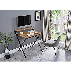 Ball & Cast Folding Computer Desk Foldable Laptop Table 2 Tiers, 32" W, Natural