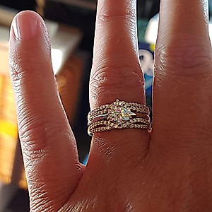 Wuziwen Wedding Rings for Women Solitaire Ring Enhancer for Engagement Ring Sterling Silver Size 7.5