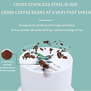 Aldeepo Portable Coffee Grinder and Blender Smoothies with 12Oz BPA Free Personal Travel Cup, Durable Stainless Steel Mix Blender with Metal Coffee Filter, USB Rechargeable(White)