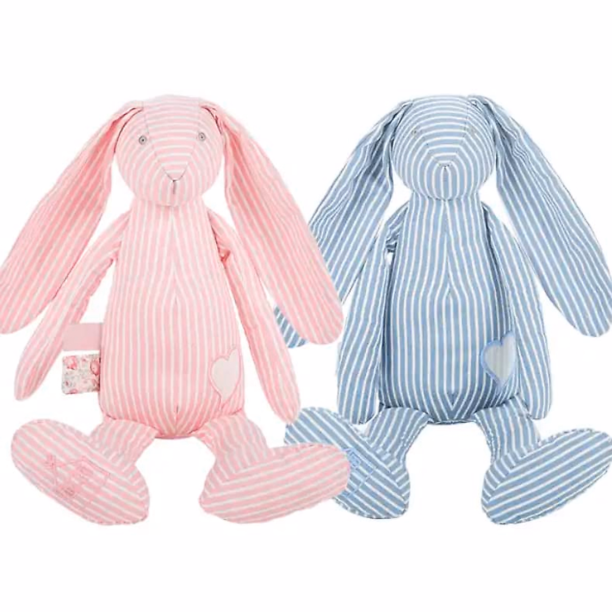 Manon des Pres Plush Baby Bunny Rabbit Stuffed Animal Toys. 100% Cotton Fabric Doll for Newborn Kids. Sleeping Gifts for Boys and Girls. Soft, Cute Blue and Pink Easter Bunny (Pink)