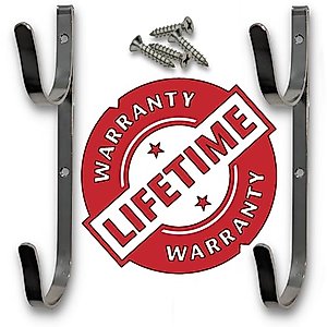 Never Rust Pool Pole Hangers - 2 ProTuff Heavy Duty Double Hooks w/Unlimited Free Replacements - Ideal Pool Fence Hooks for Pool Equipment, Brush, Vacuum Hose, Skimmer & Garden Tool Organizer